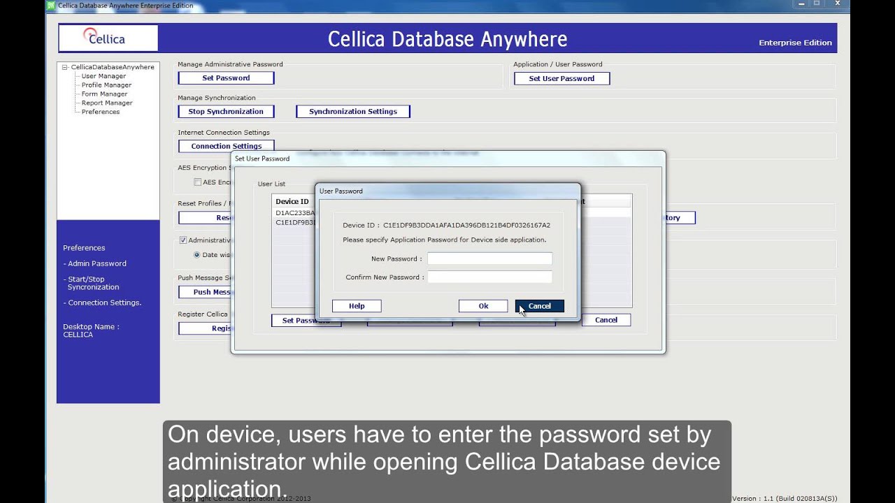 How to set Password for Cellica Database Application/Profiles/Forms ...