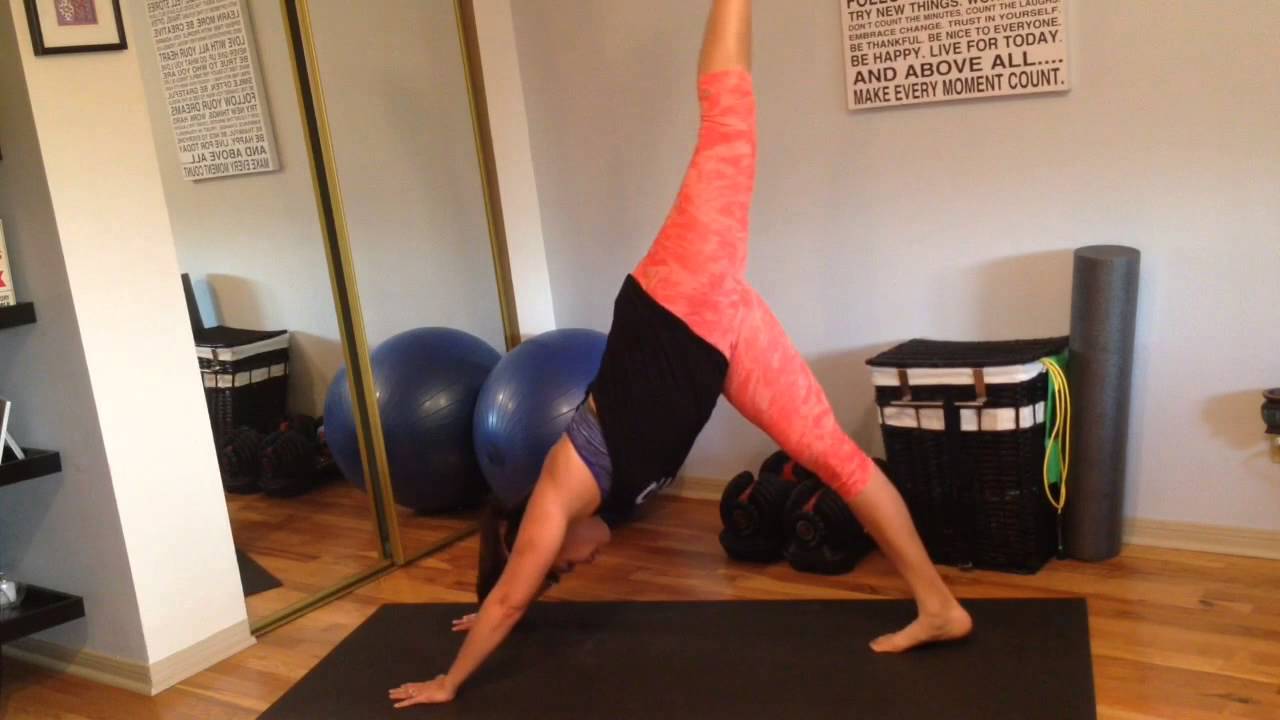 Downward Dog w knee pull - YouTube