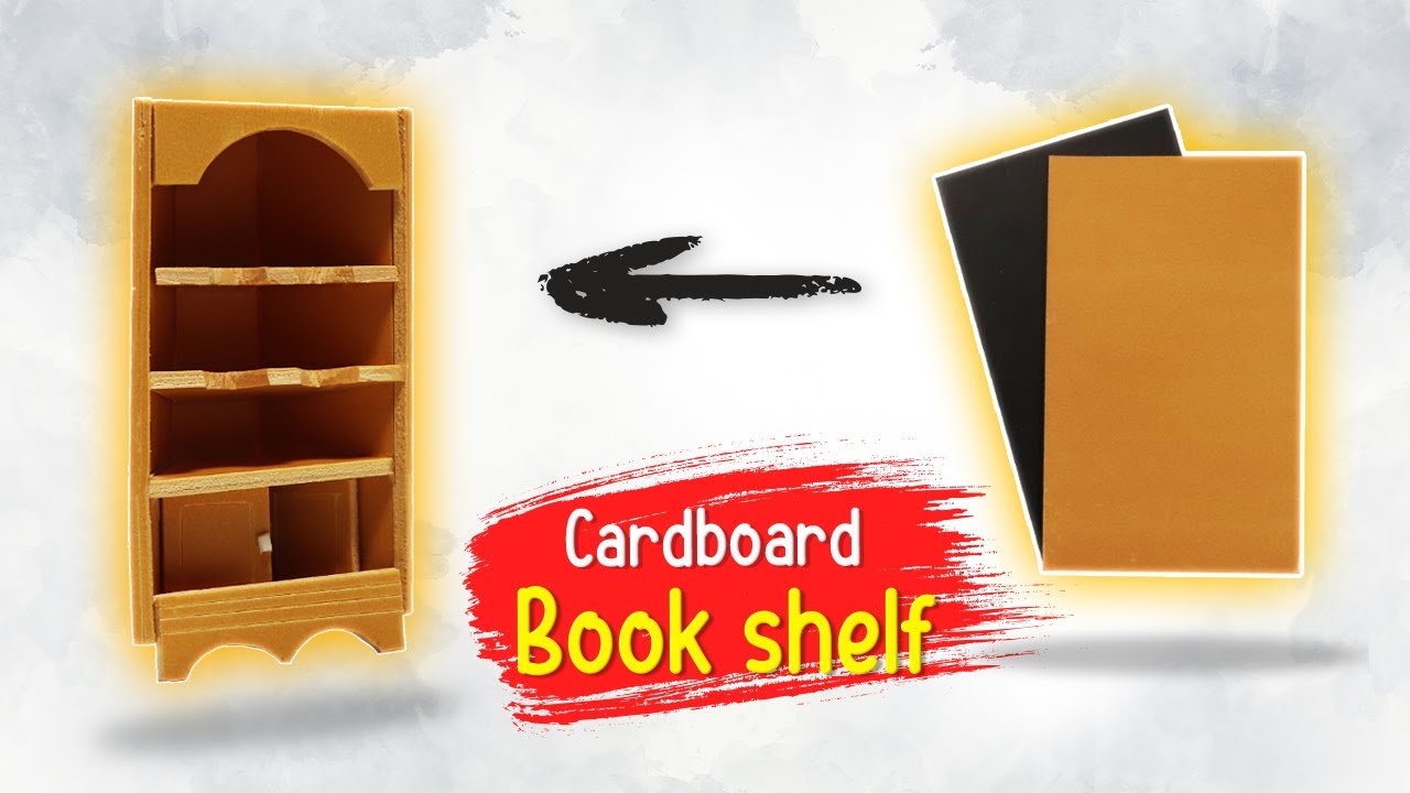 How to make a Miniature Cardboard Book shelf | Miniature furniture DIY ...