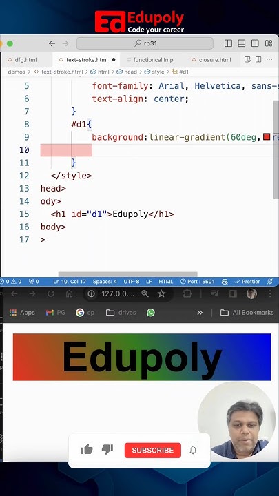 CSS Practical Example on Text Gradient with Background Clip in Telugu - YouTube