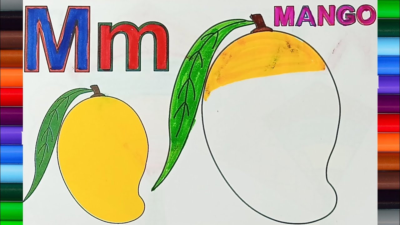 Learn alphabets with colourfull drawing objects M for MANGO🥭 for kids ...