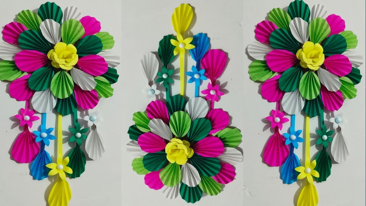 Beautiful Paper Flower Wall Hanging / How To Make Paper Flower Wall ...