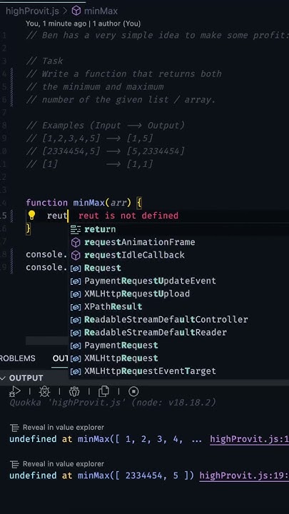 Mengembalikan minimum dan maximum #array #nodejs #minmax #algorithm - YouTube