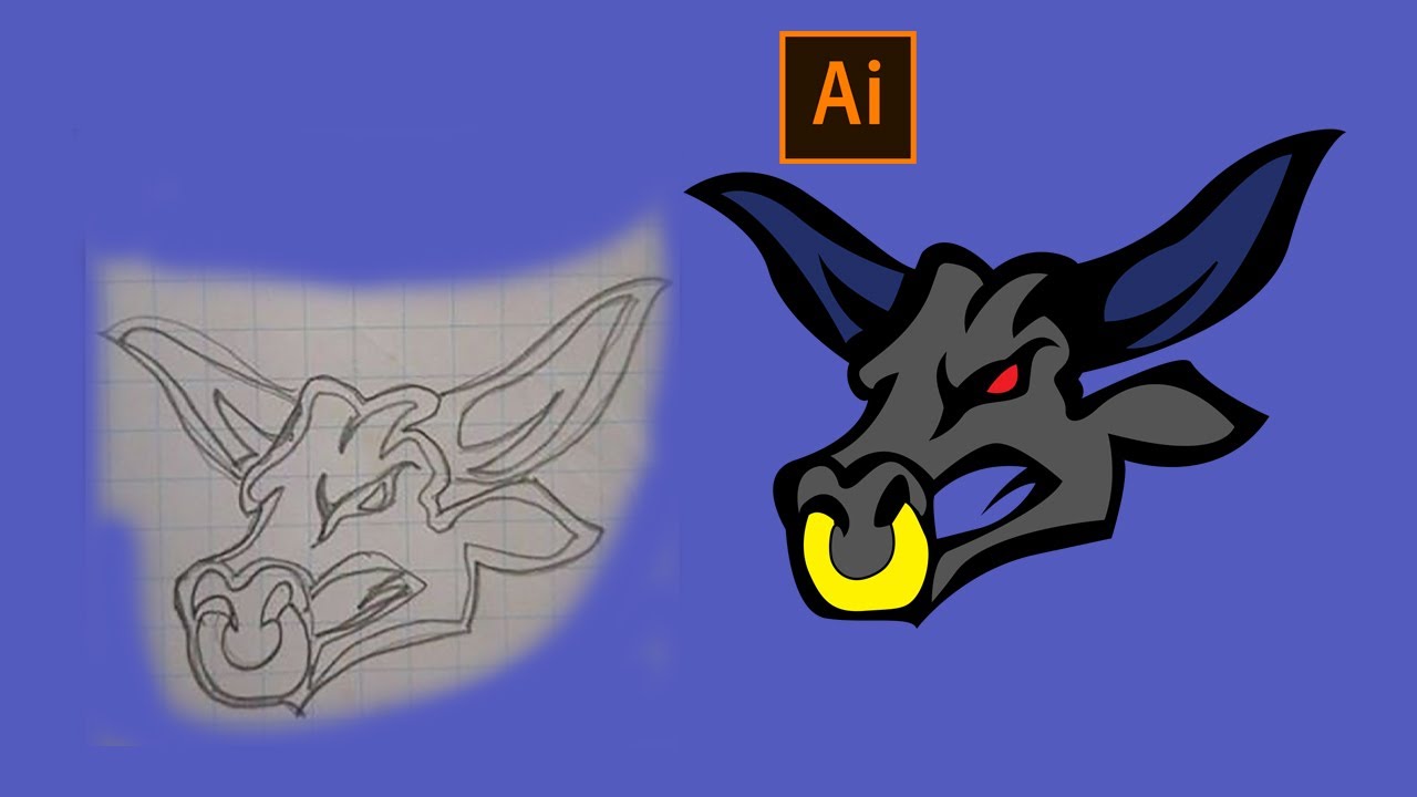 Simple cow design logo | Adobe illustrator - YouTube