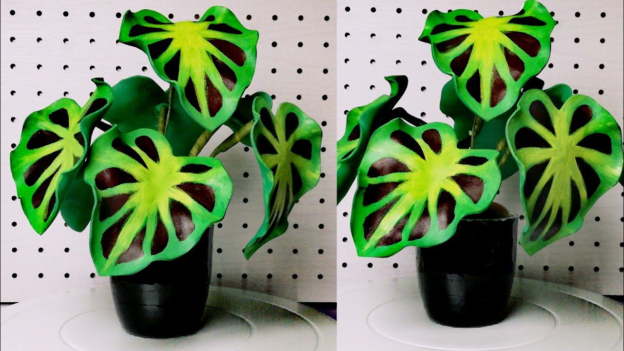 How To Make Artificial Plant DIY/Handmade leaf plant for home ...