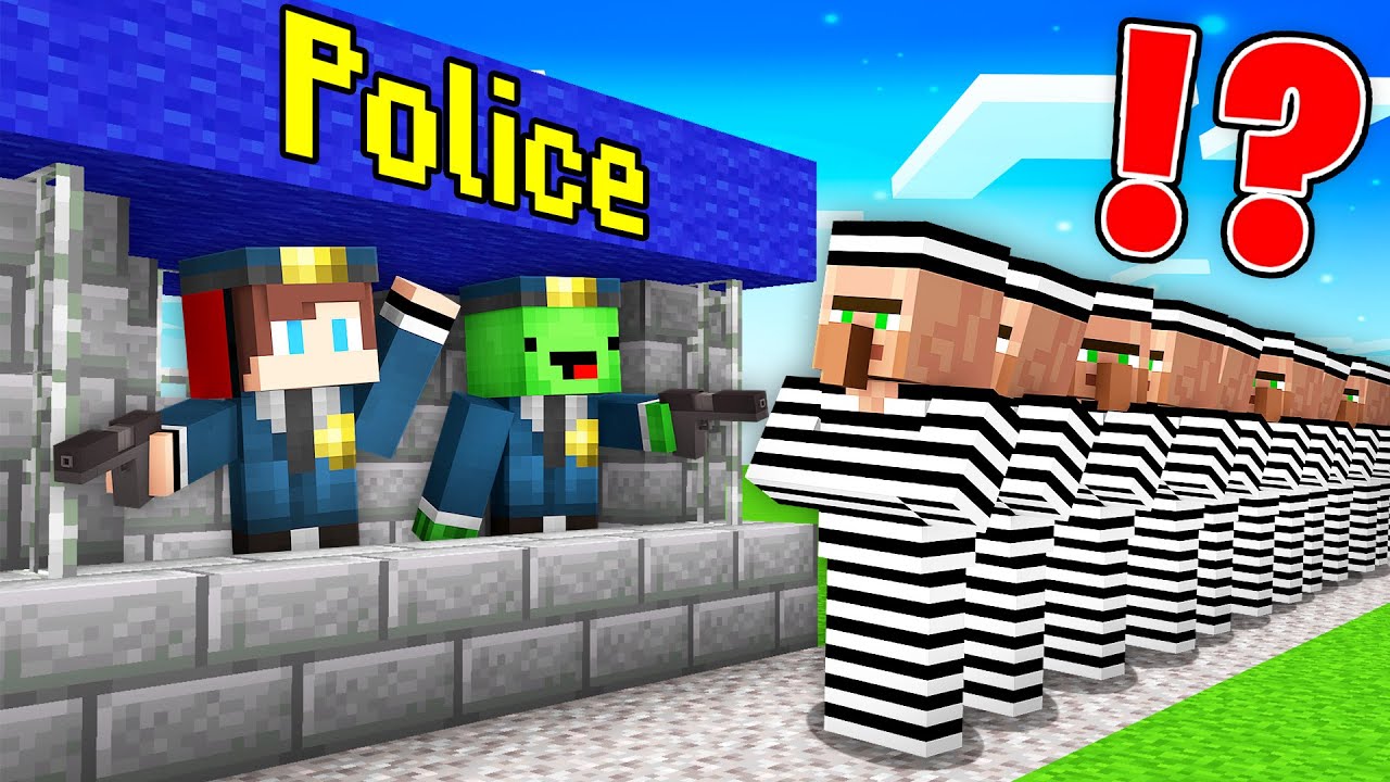 JJ and Mikey Survived 100 Days as POLICE in Minecraft Maizen - YouTube