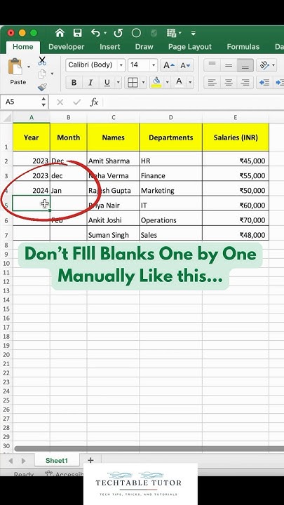 Excel Trick: Instantly Fill Blanks with This Amazing Hack! ️ #shorts #ytshorts #ytviral - YouTube