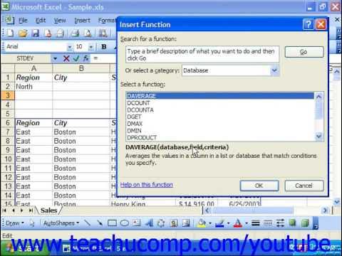Excel 2003 Tutorial Using Database Functions Microsoft Training Lesson 28.5 - YouTube