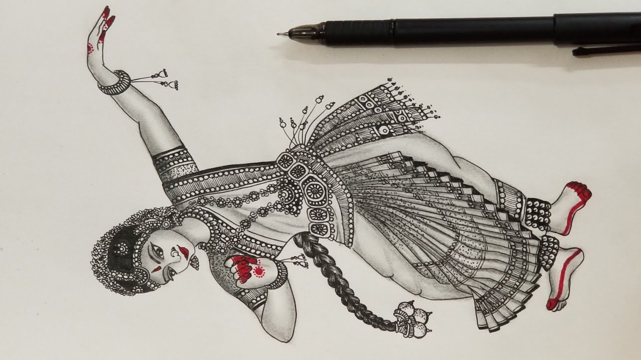 How to draw MANDALA ART of kuchipudi dancer/MANDALA DRAWING ...