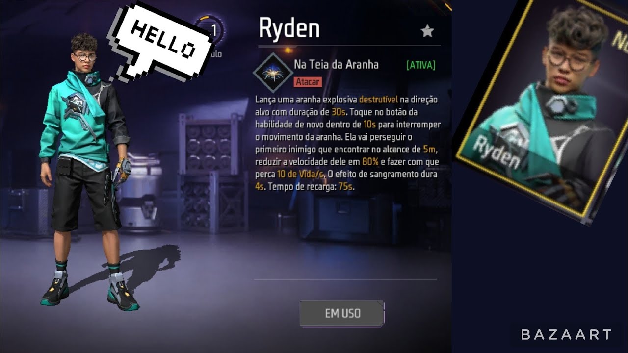 testano o novo personagem Ryder do free fire - YouTube