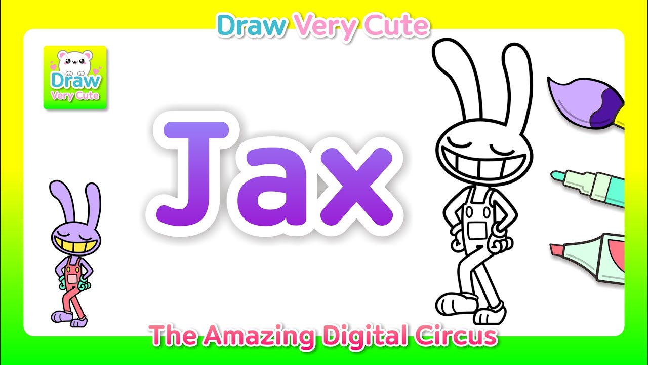 how to draw Jax The Amazing Digital Circus drawing and coloring cute ...