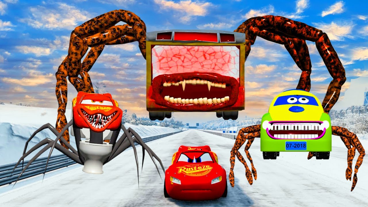 Epic Escape From The Lightning McQueen Bus Eater & Toy Car Eater ...