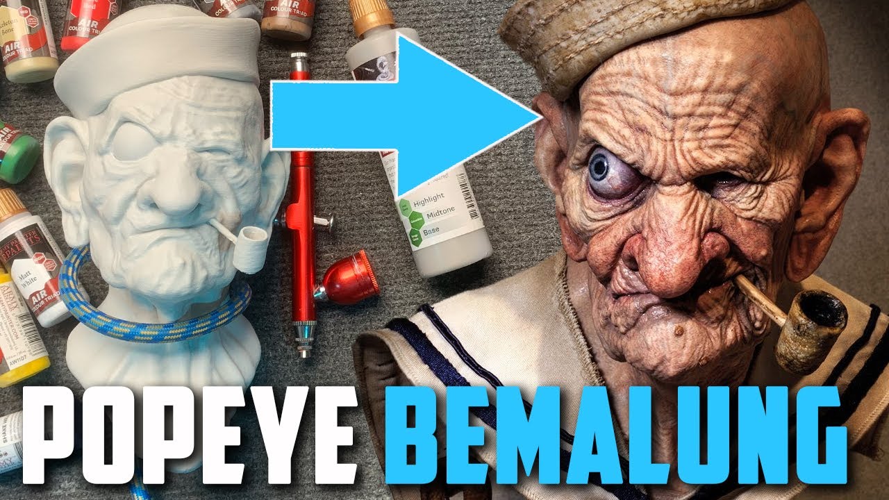 🍃🌊 Künstlerisches Abenteuer: Airbrush-Malerei von Popeye dem Seemann im ...