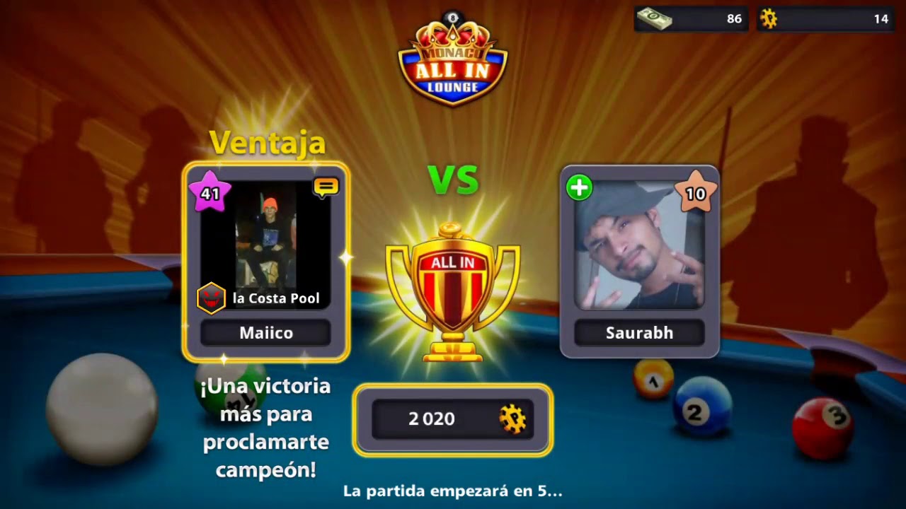 8 Ball Pool - Monaco all in lounge 1 - YouTube