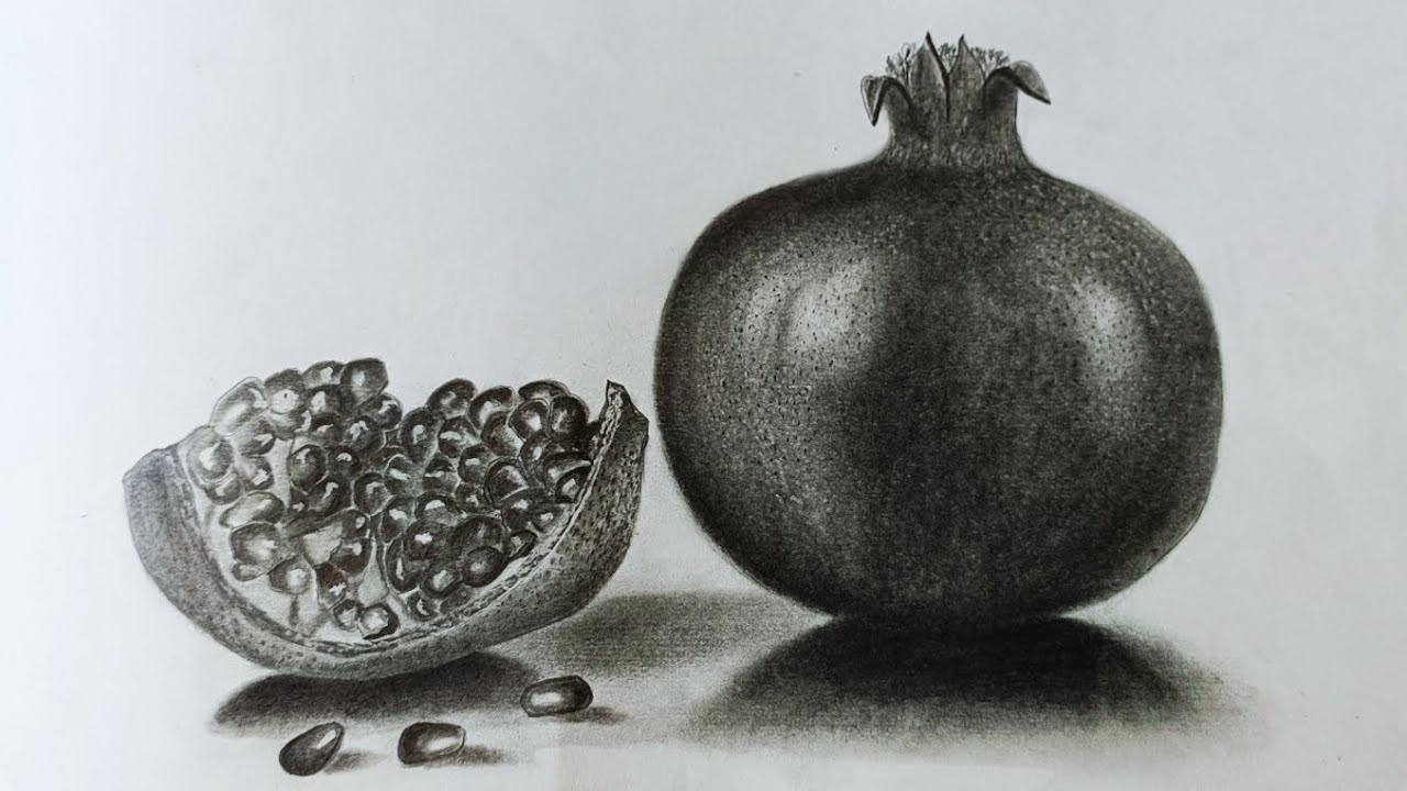 How To Draw a Realistic Pomegranate - YouTube