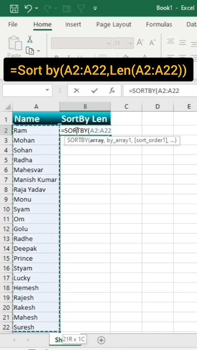 How to sort names #excel #exceltips #viral #trending #shorts #laptop #advanced - YouTube