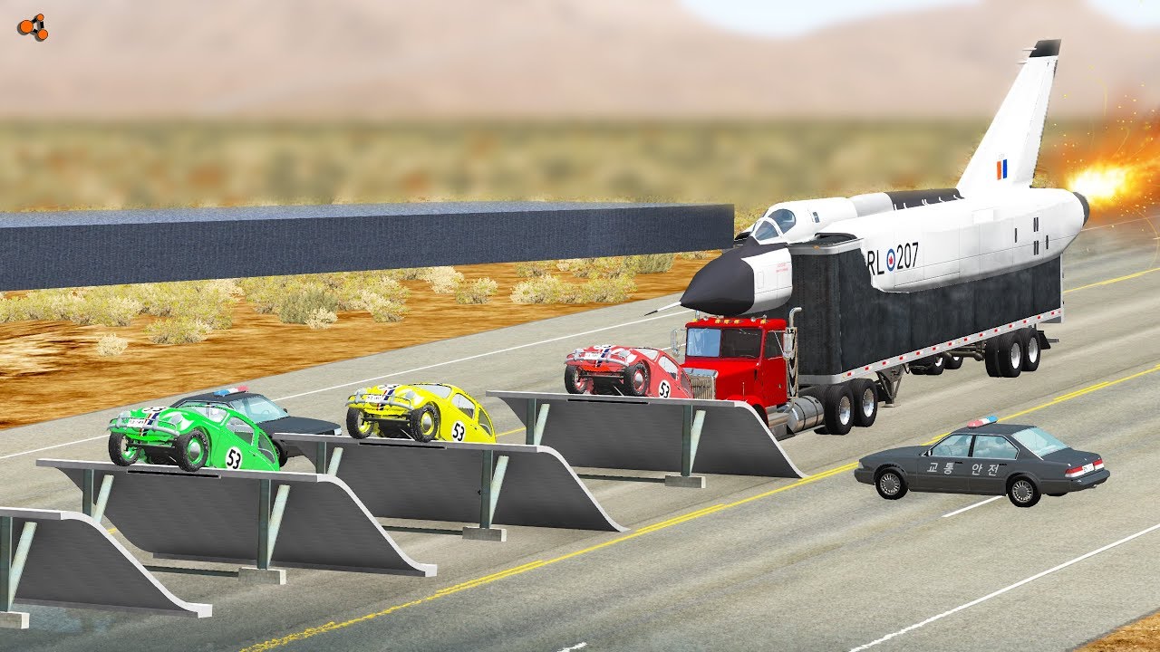 Beamng drive - Speed Breakers with Bouncing Cars crashes - YouTube