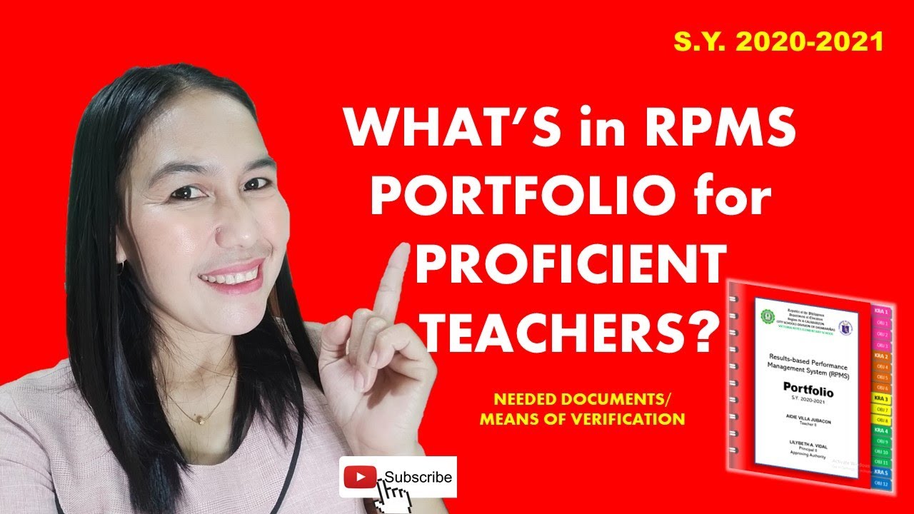 SAMPLE RPMS PORTFOLIO for PROFICIENT TEACHERS (TEACHER I-III) S.Y. 2020 ...