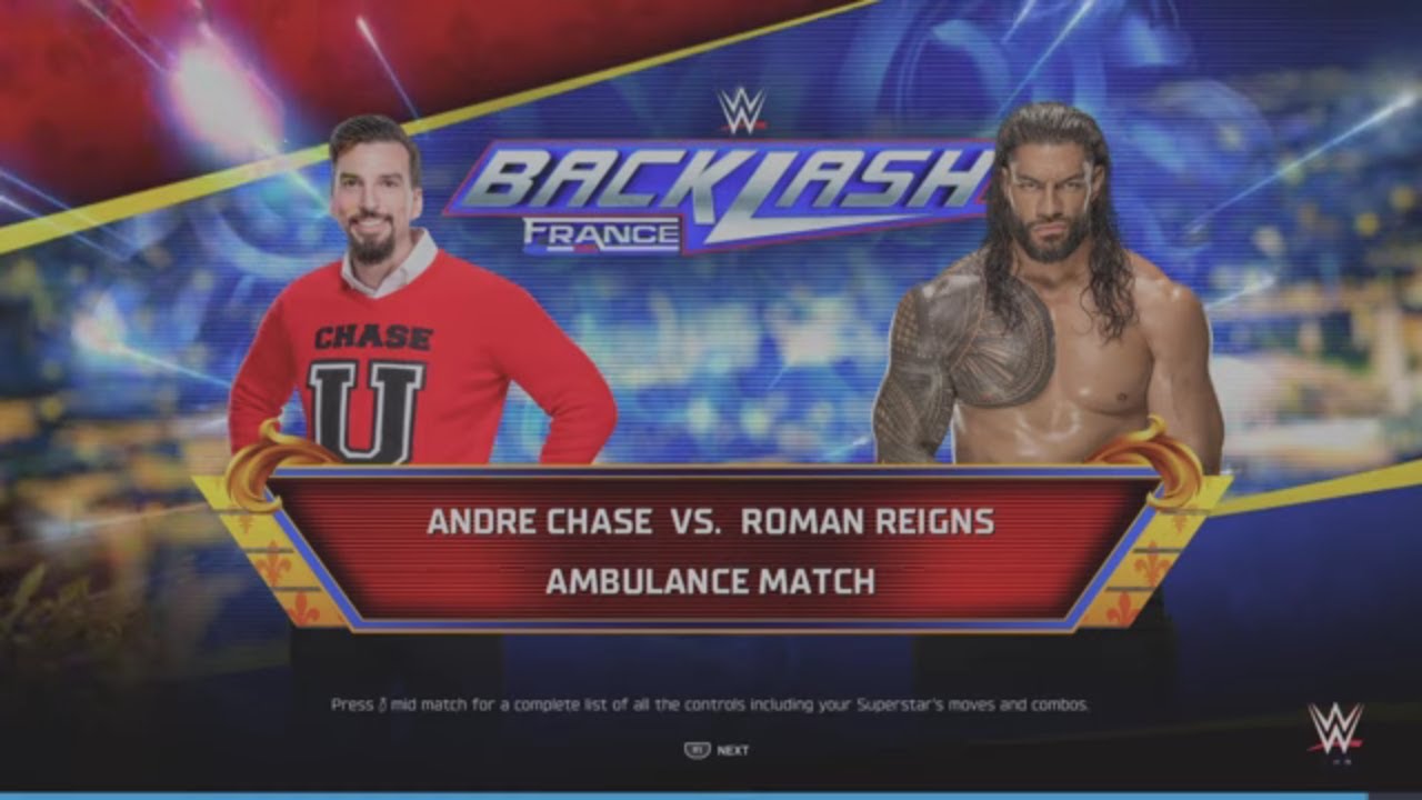 WWE 2K25 Andre Chase VS Roman Reigns Req. 1 VS 1 Ambulance Match - YouTube