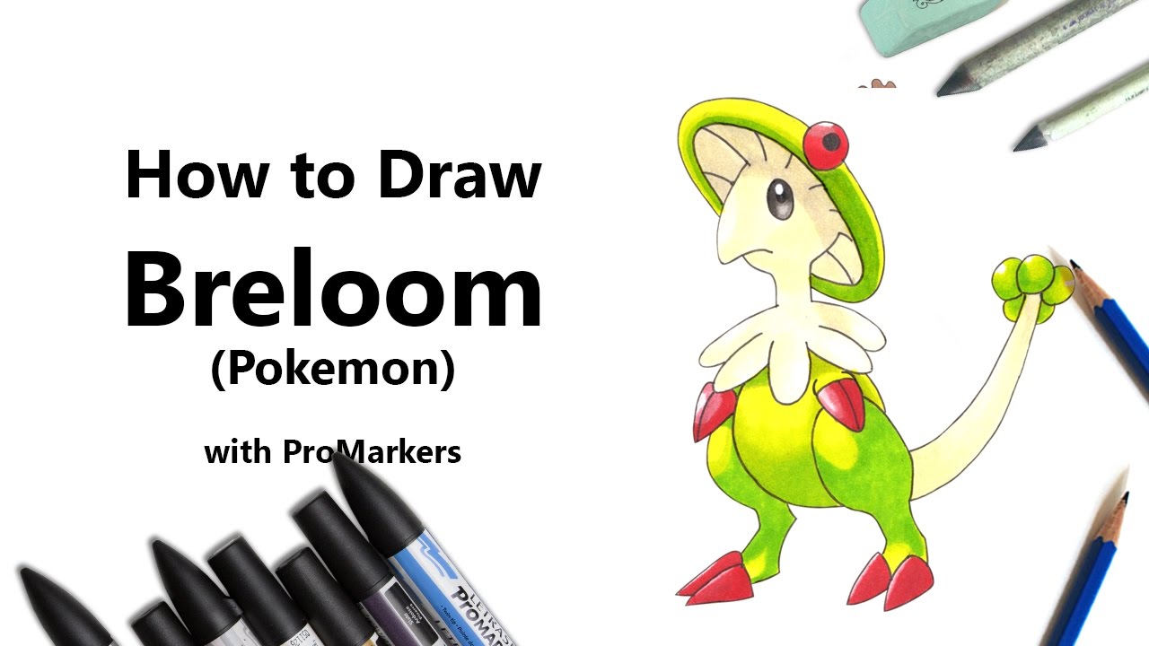 How to Draw and Color Breloom from Pokemon with ProMarkers [Speed ...
