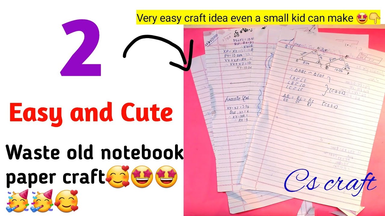 2 easy and simple old notebook papers craft ideas|old notebook craft ...