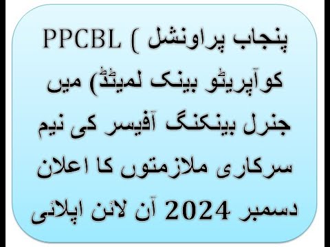 General Banking Officer Jobs in Punjab Provincial Cooperative Bank ...