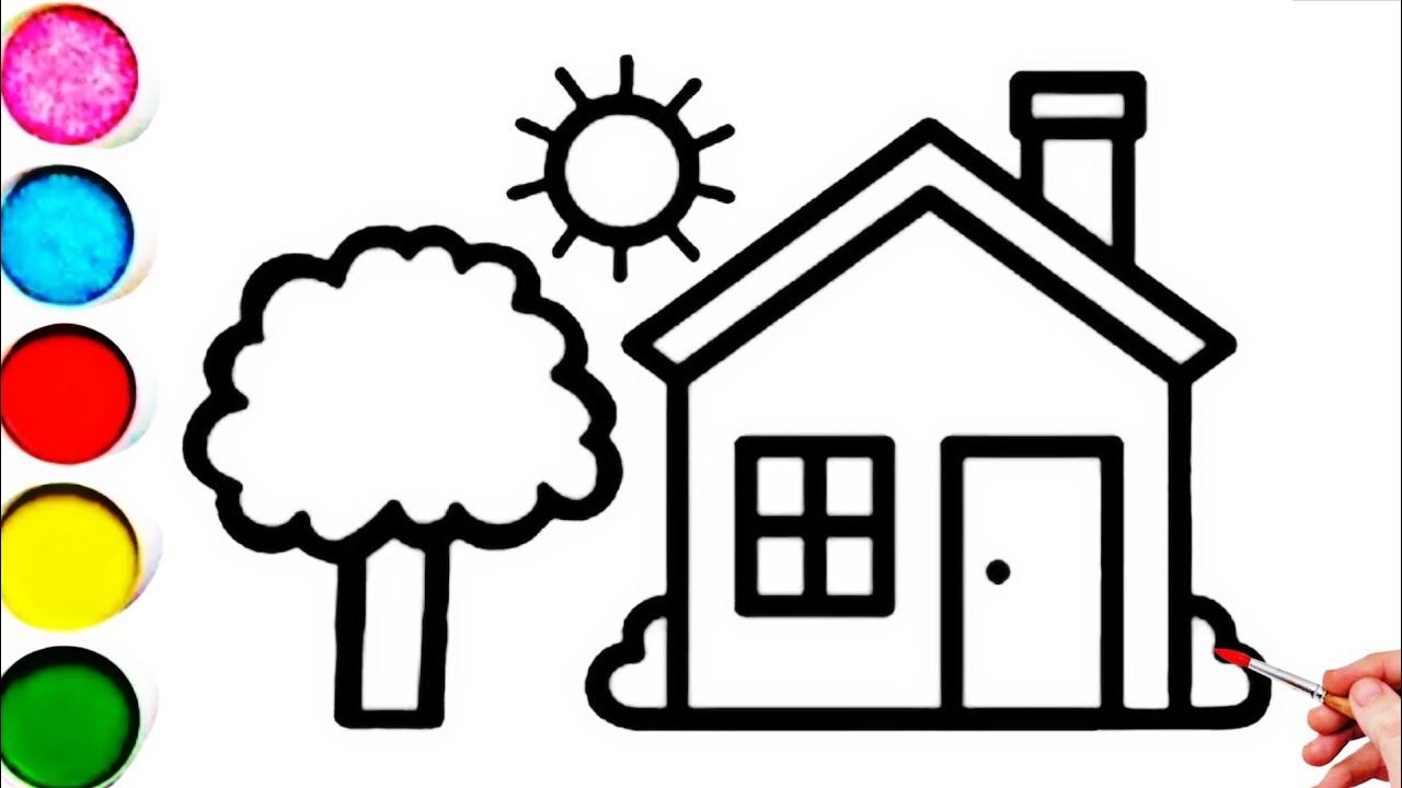 Cute House 🏡 Drawing, Painting & Coloring For Kids and Toddlers_ Kids ...