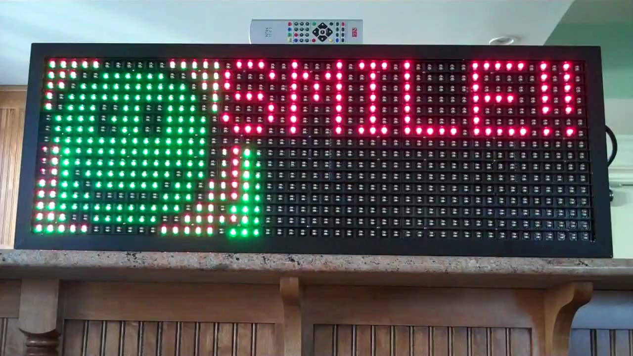 40 x 16 Tri Color Scrolling LED Sign Green Red Yellow - YouTube