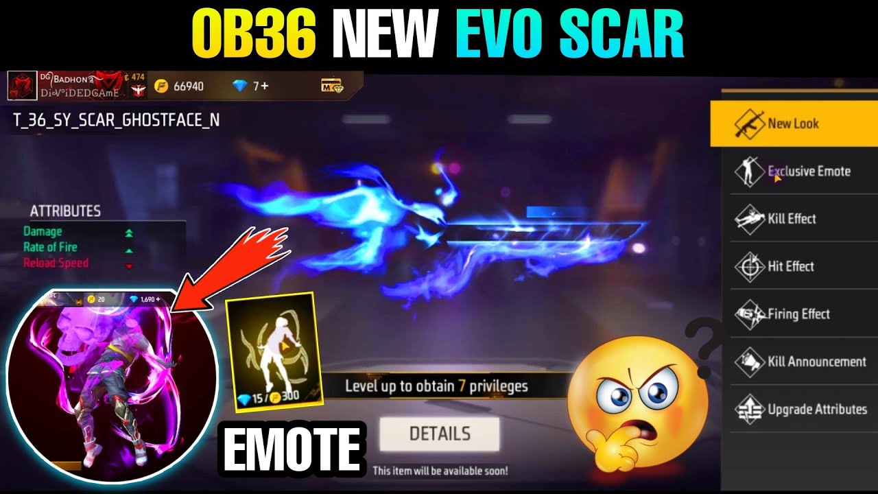 OB36 NEW EVO SCAR FREE FIRE ll GHOST FACE EVO SCAR FREE FIRE ll DIVIDED ...