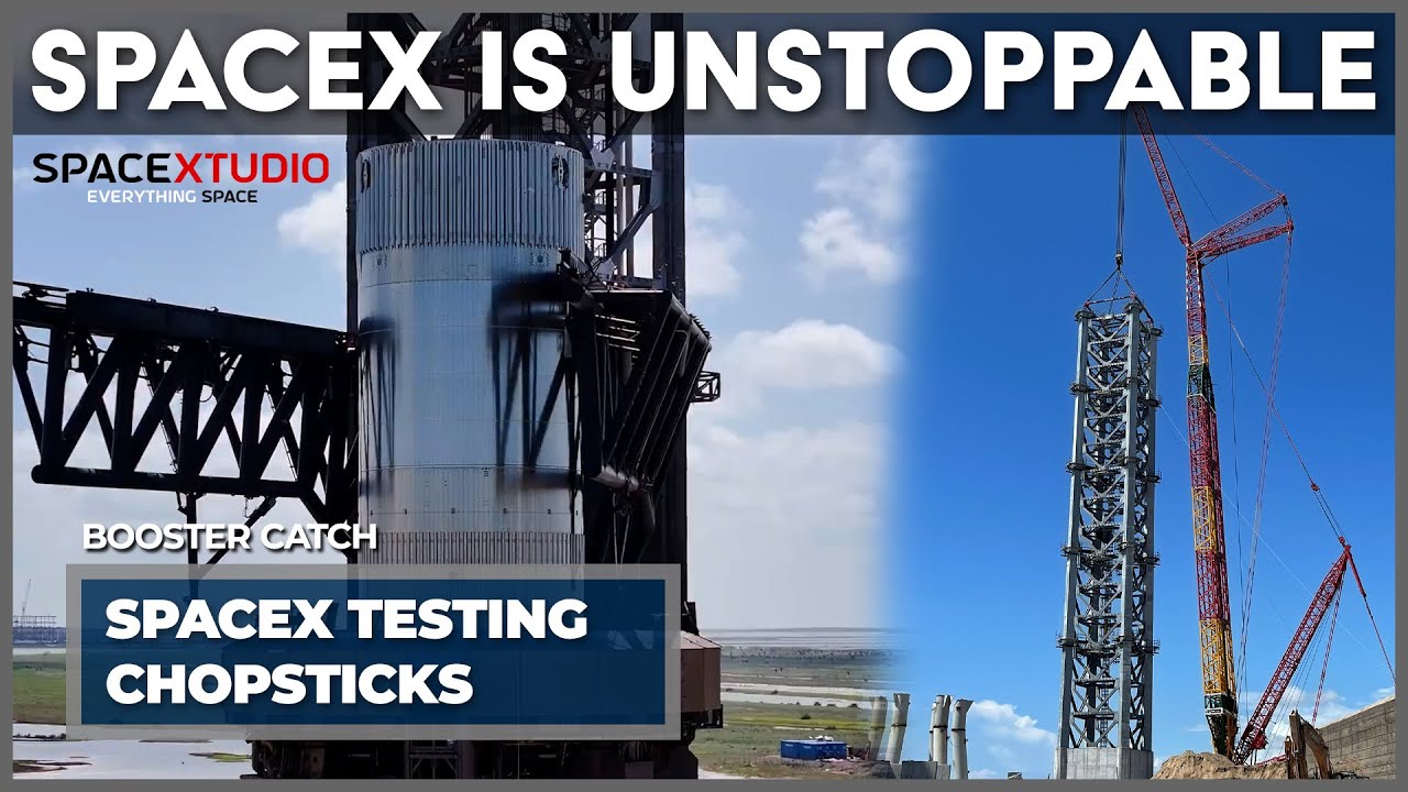 SpaceX Chopsticks Prepping for Booster Catch | Starship Tower #2 ...
