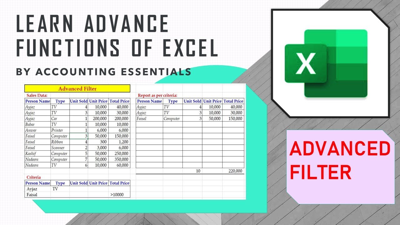 Advanced Filter (Extract required data from Data sheet as per Criteria ...