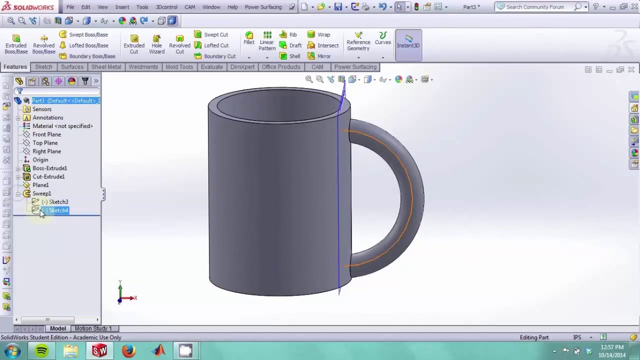 Solidworks tutorial - guidelines draw a glass of water on solidworks ...