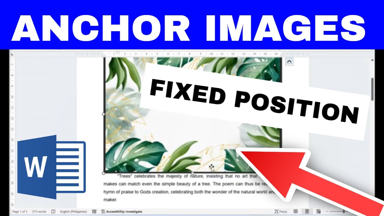 How to Anchor an Image to a Fixed Position in Word - YouTube