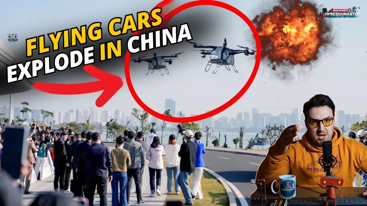Flying cars crash mid-air and explode in front of the crowd - YouTube