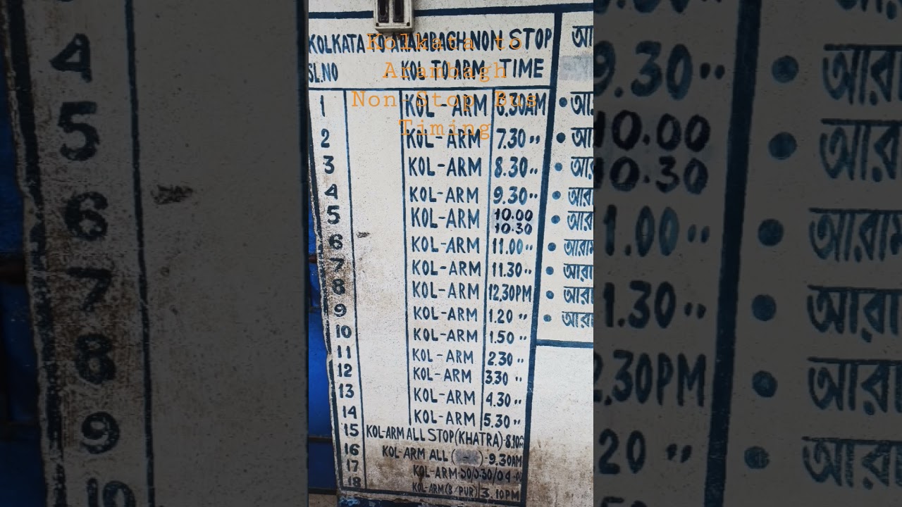 Kolkata (Esplanade) to Arambagh Non-Stop Bus Timing #shorts #bus #sbstc #kolkata #arambagh - YouTube