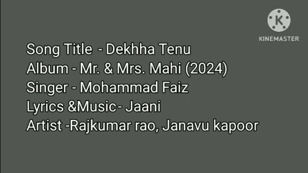 Dekha Tenu song (hindi lyrics) |Mr & Mrs Mahi | Rajkumar Rao | Jaanavi ...