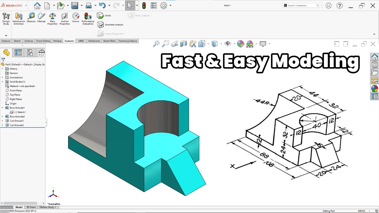 Simple Part in SolidWorks | Easy and Fast 3D Modeling - YouTube