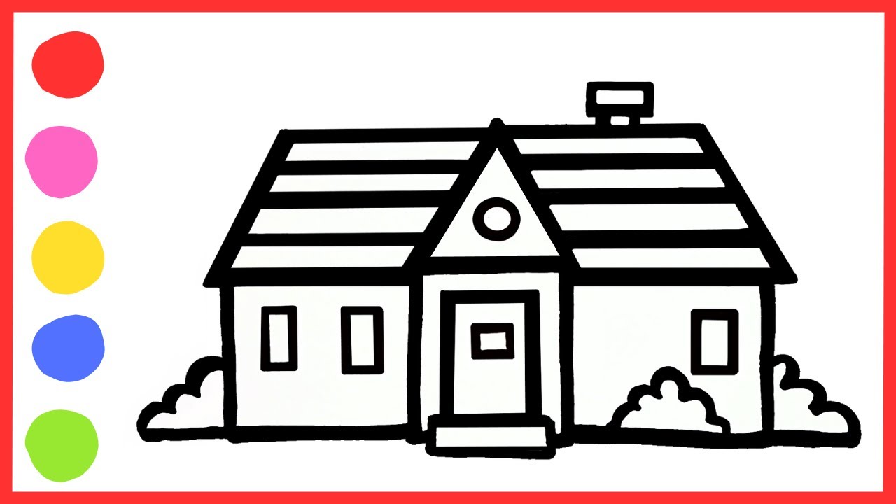 How to Draw a HOUSE | Easy Step by Step HOUSE Drawing and Coloring for ...