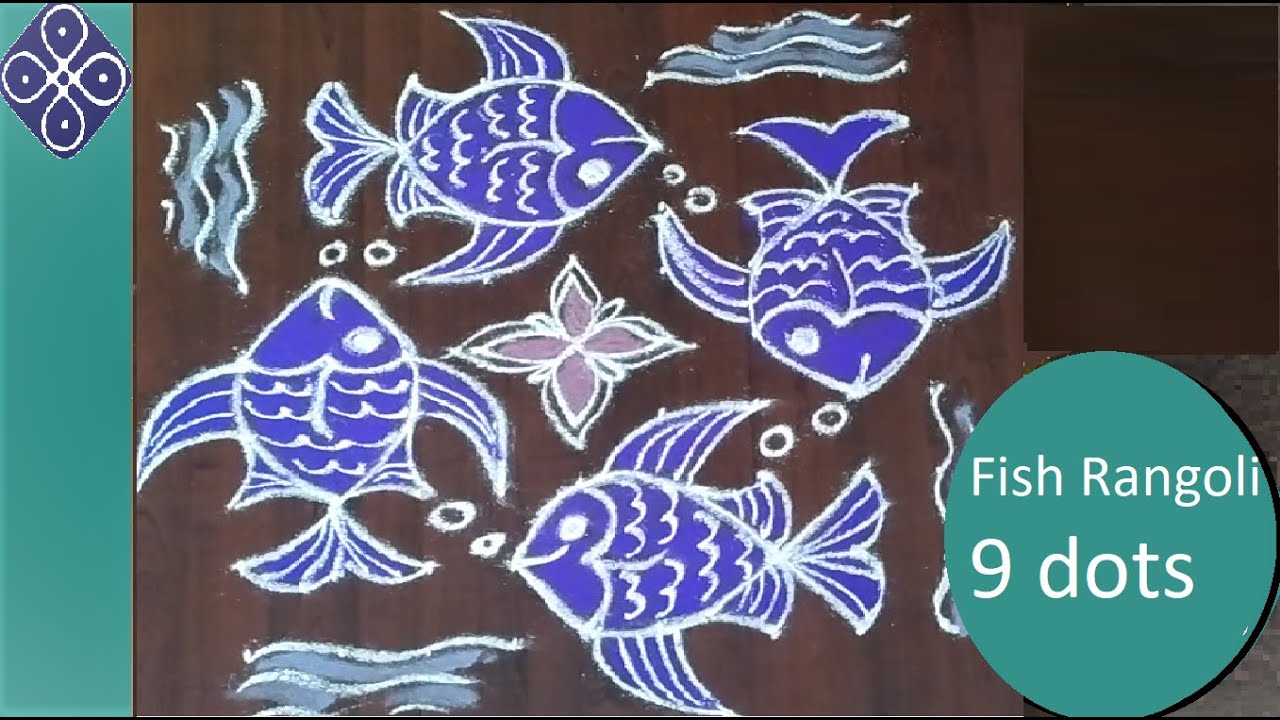simple fish kolam 9 dots /pulli kolam - YouTube