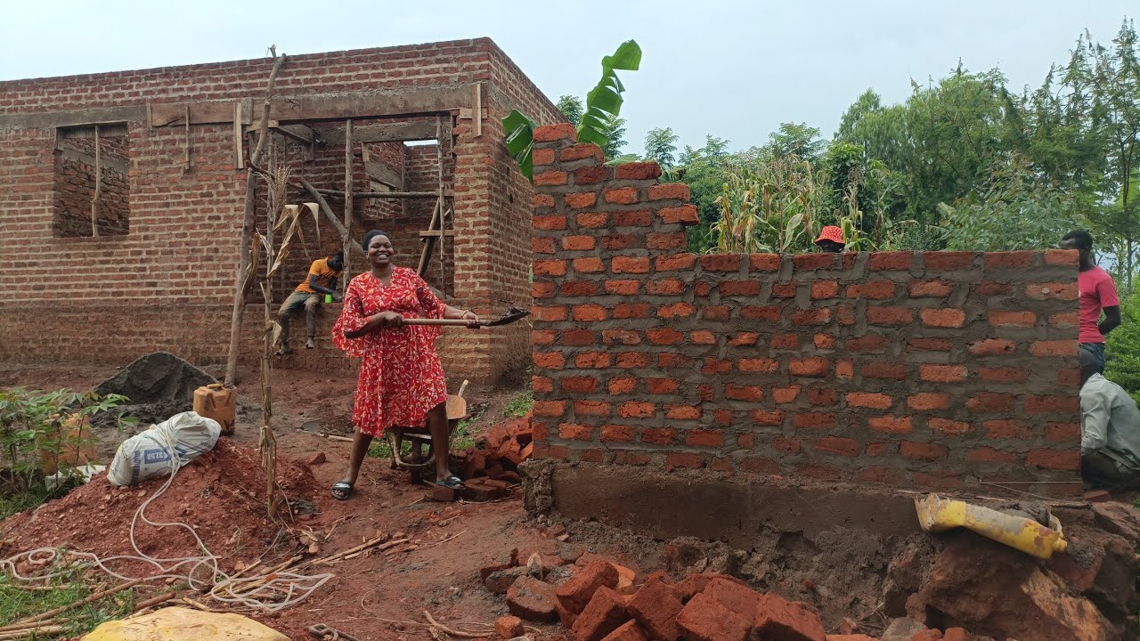 African village life in Uganda// we are building a house for a single ...