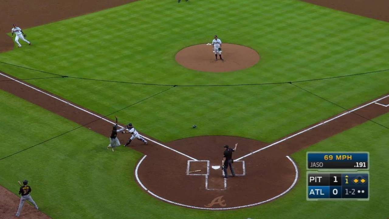 PIT@ATL: Bell called out for running out of baseline - YouTube