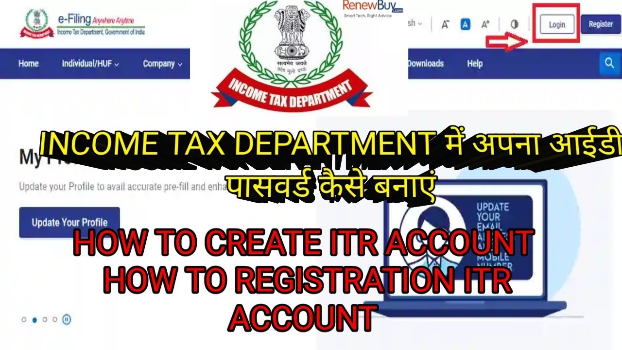 How To Create Income Tax return Account | how to registration in income ...