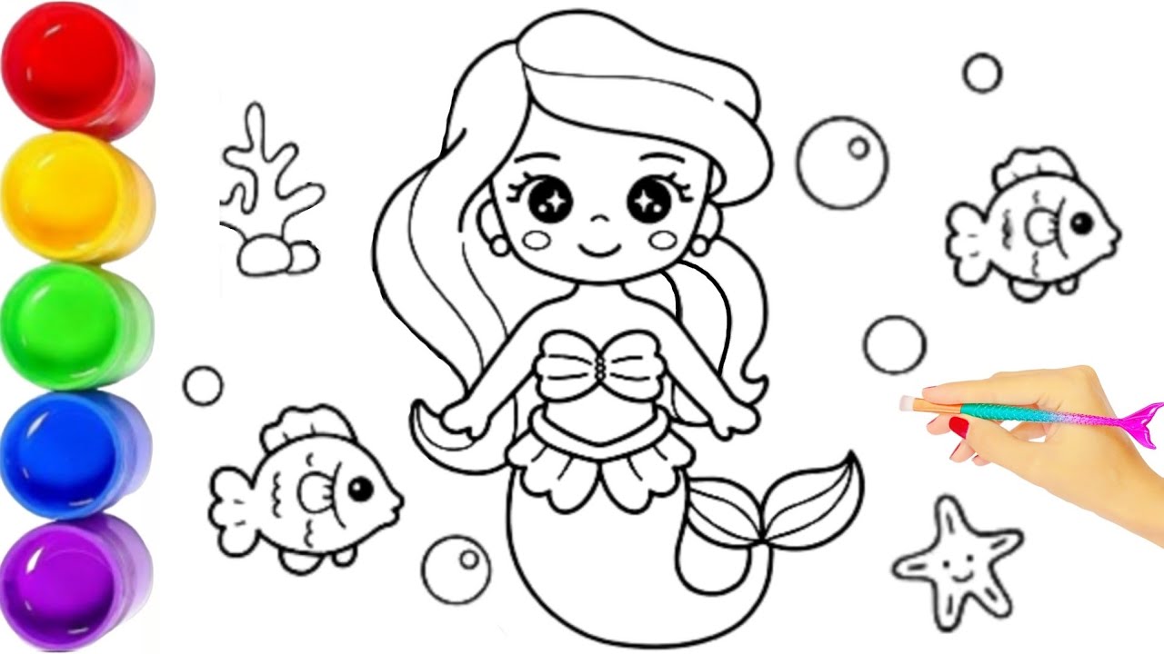 How To Draw Mermaid For Kids Cute & Easy || Mermaid Drawing - YouTube