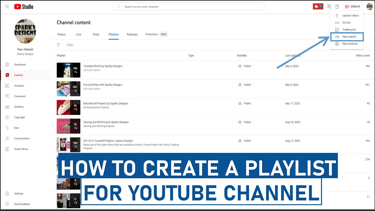 How to Create a Playlist for Youtube Channel | How to Add a Video to a ...