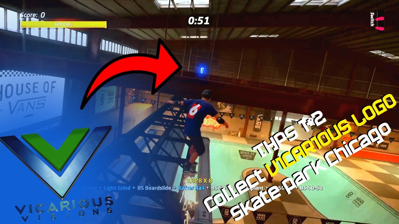How to Collect VICARIOUS VISIONS LOGO in THPS 1+2 - Skate Park Chicago ...