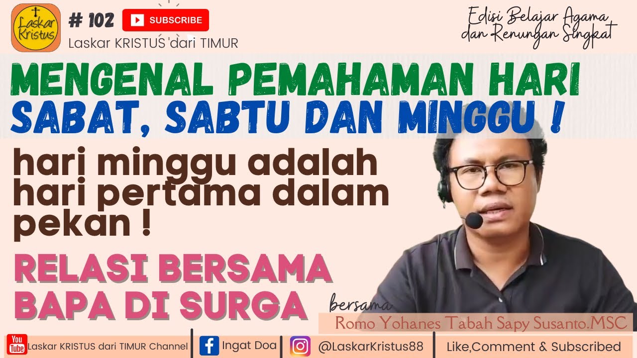 Pemahaman tentang perbedaan hari Sabat Sabtu dan Minggu || Romo Aba ...