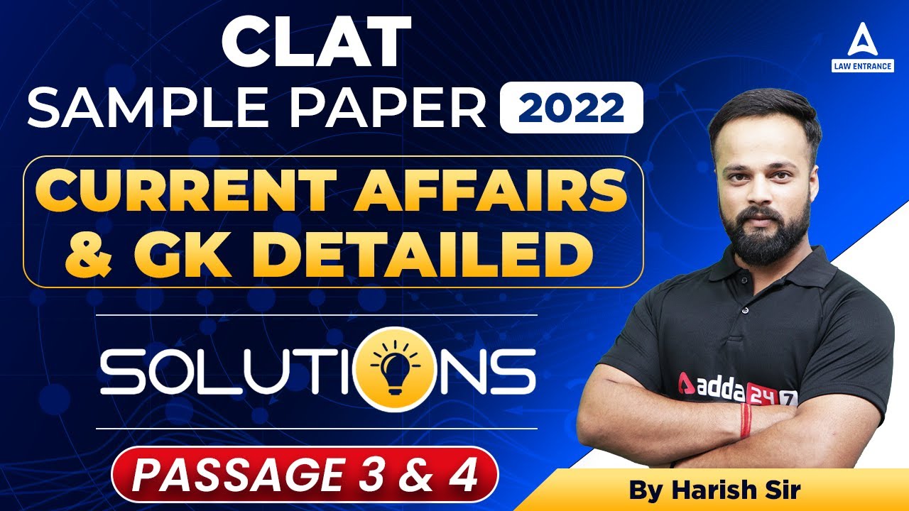 Clat Sample Paper 2022 | Current Affairs & GK Detailed with Solution ...