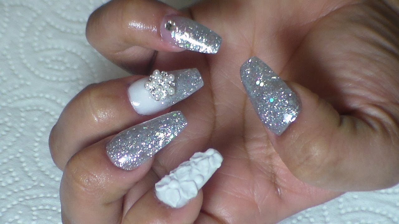 Glam Crystal shine Acrylic nails/uñas acrilicas - YouTube