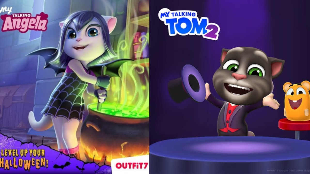 MY TALKING ANGELA 2 👻🎃 HALLOWEEN VS MY TALKING TOM 2 🪄 MAGICIAN ...