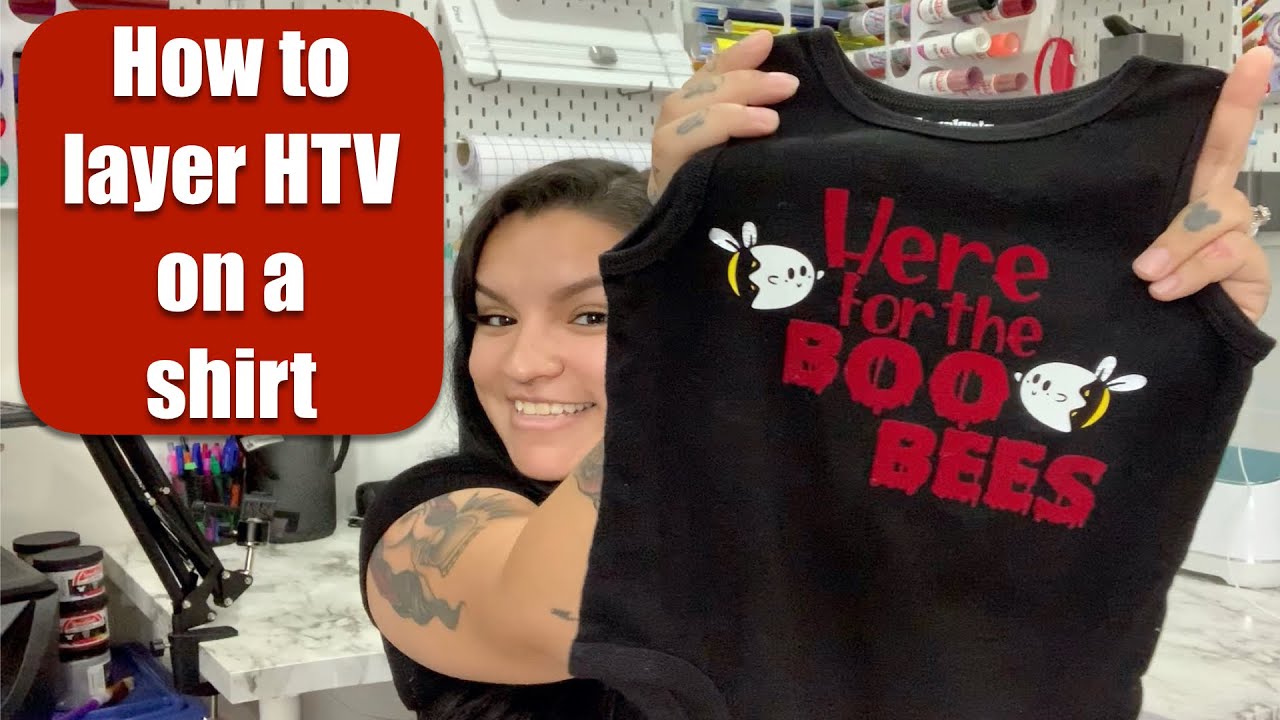 How to layer HTV on a shirt - YouTube